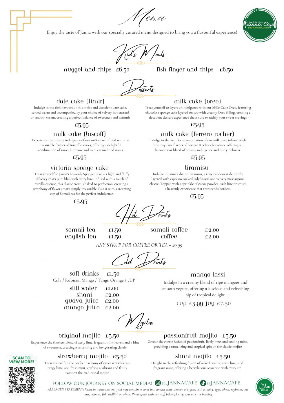 Menu | Janna Cafe